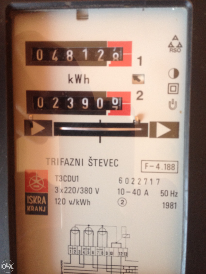 Električno Trofazno Dvotarifno Brojilo Iskra 40A 50Hz - Brojila - OLX.ba