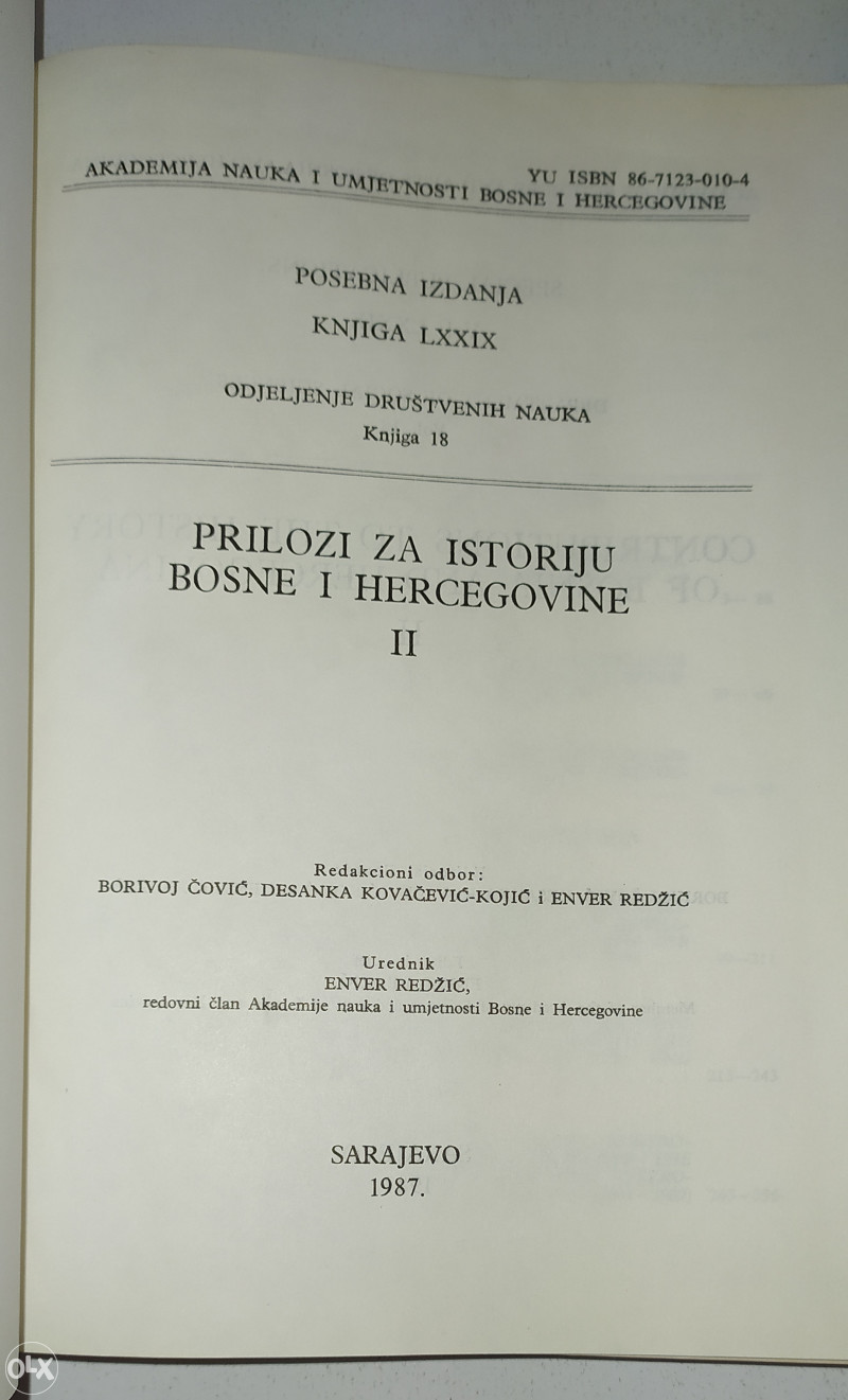 PRILOZI ZA ISTORIJU BOSNE I HERCEGOVINE 1-2 - Stručne - OLX.ba