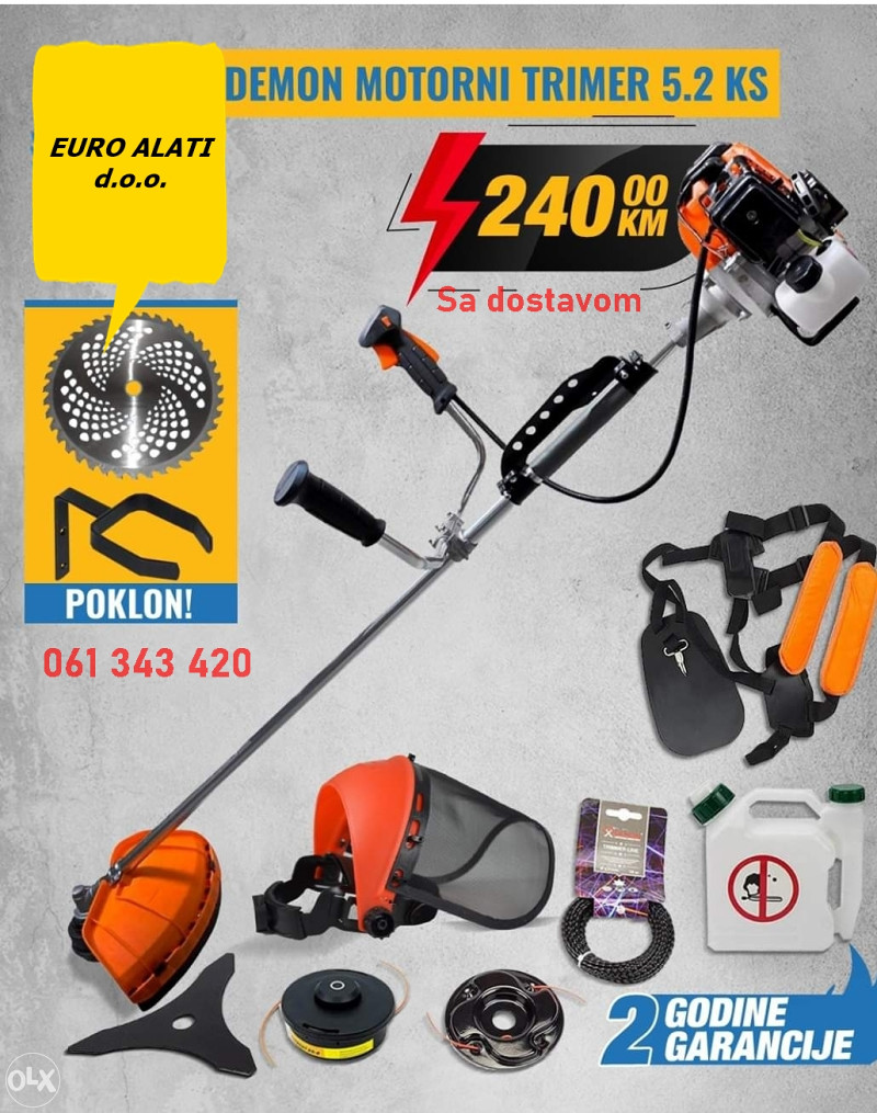 Trimer Demon za travu 5.2 ks 2 g. Gar. AKCIJA SEDMIČNA - Kosilice i ...