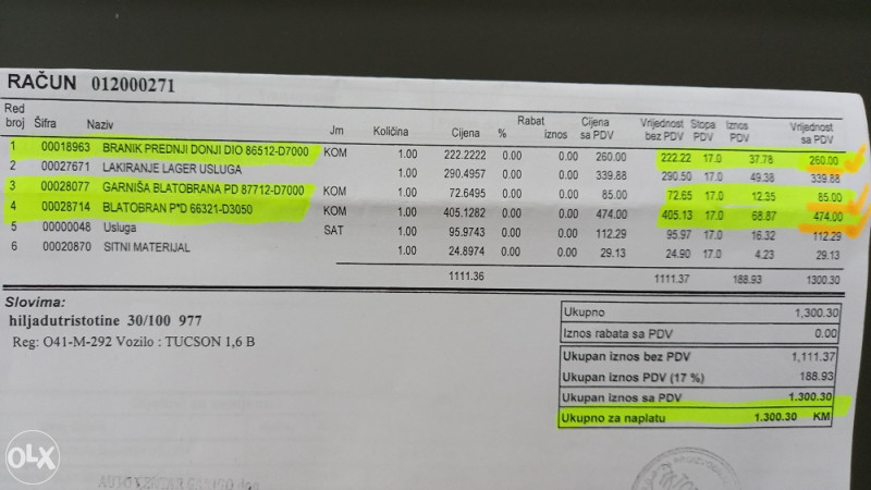 Blatobran Desni 66321-D3050 Hyundai Tucson 05.15-08.18 - Blatobrani - OLX.ba