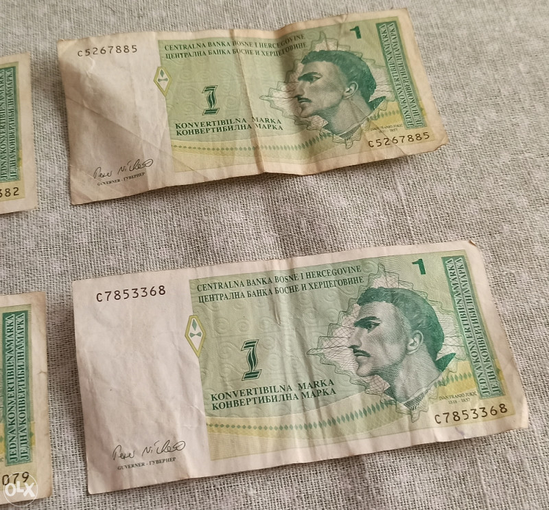Novčanica 1 KM Konvertibilna marka - 4 komada - jedna - Novčanice - OLX.ba