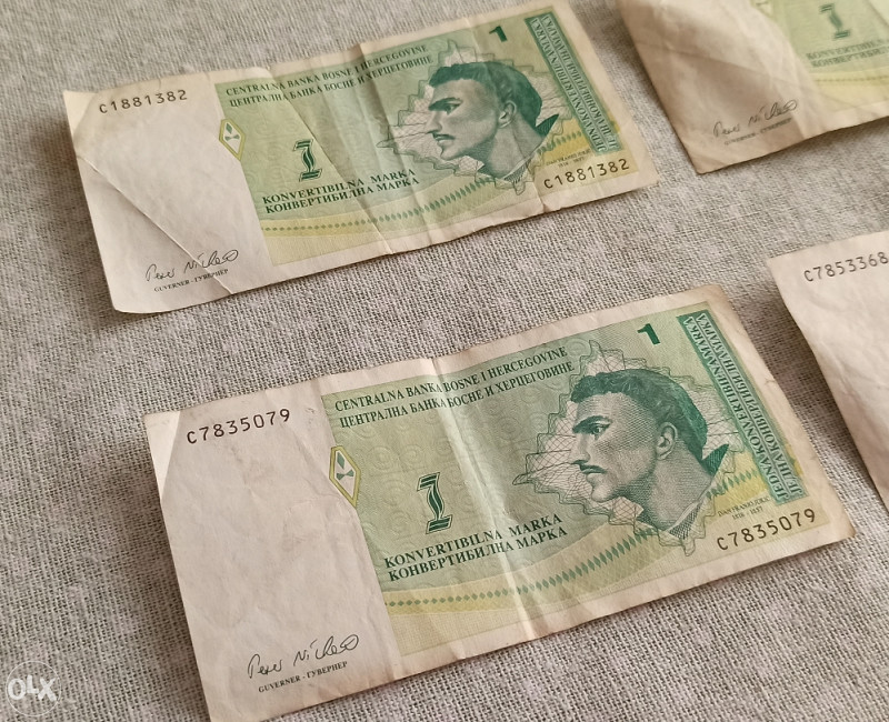 Novčanica 1 KM Konvertibilna marka - 4 komada - jedna - Novčanice - OLX.ba