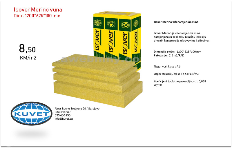 Isover Merino 100 mm, vuna za izolaciju potkrovlja - Fasade i izolacije - OLX.ba