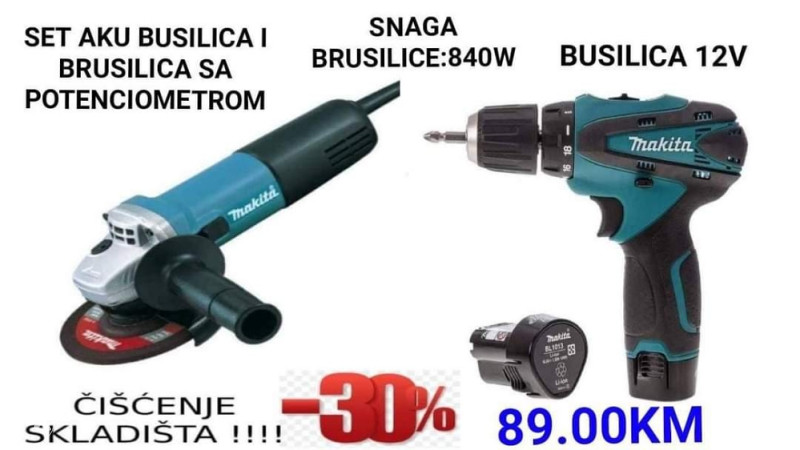 Aku busilica makita 12 v i brusilica makita 840w - Bušilice - OLX.ba