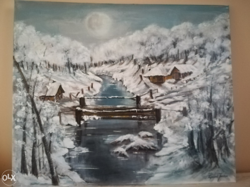 Umjetnička Slika - Zima, Akril na platnu - Umjetničke slike - OLX.ba