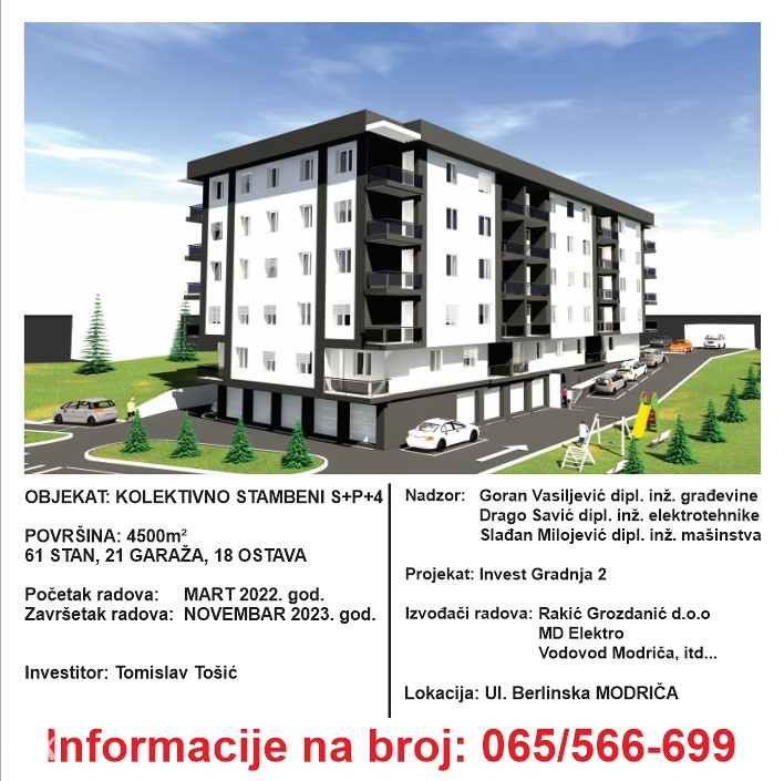 STANOVI U IZGRADNJ MODRICA 29m2 do 125m2, STAN MODRICA - Stanovi - OLX.ba