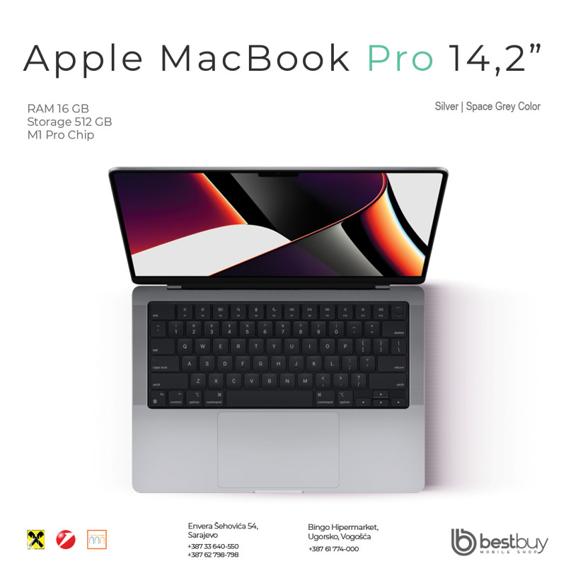 APPLE MACBOOK M1 PRO 16/512 GB 14,2" SPACE GRAY SILVER - Laptopi - OLX.ba