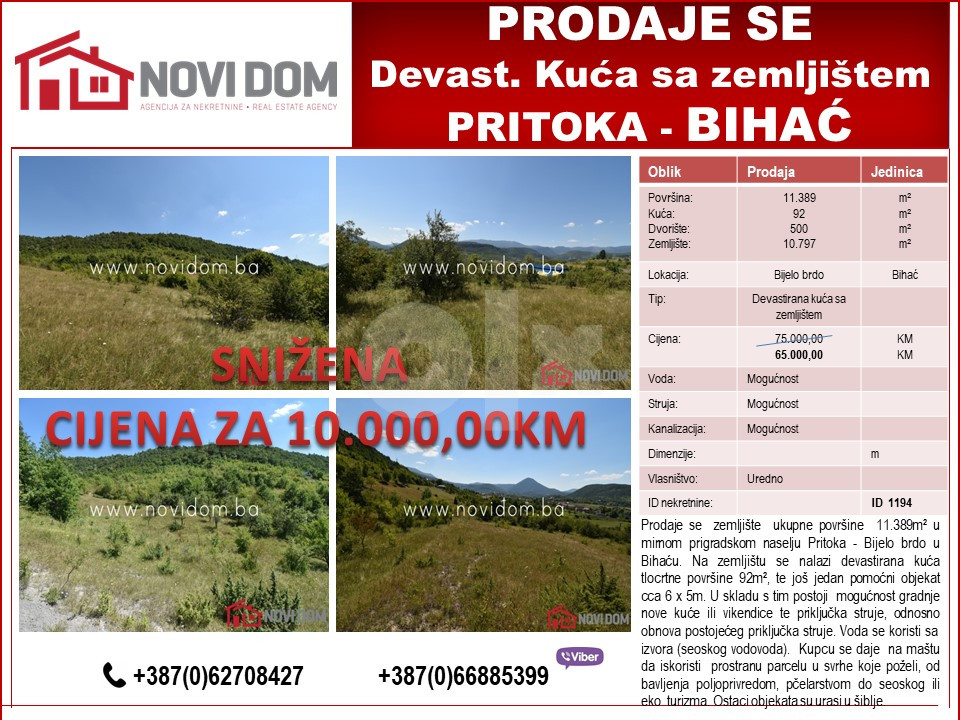 PRODAJE SE - Devast.kuća sa zemljištem-Pritoka-Bihać - Kuće - OLX.ba