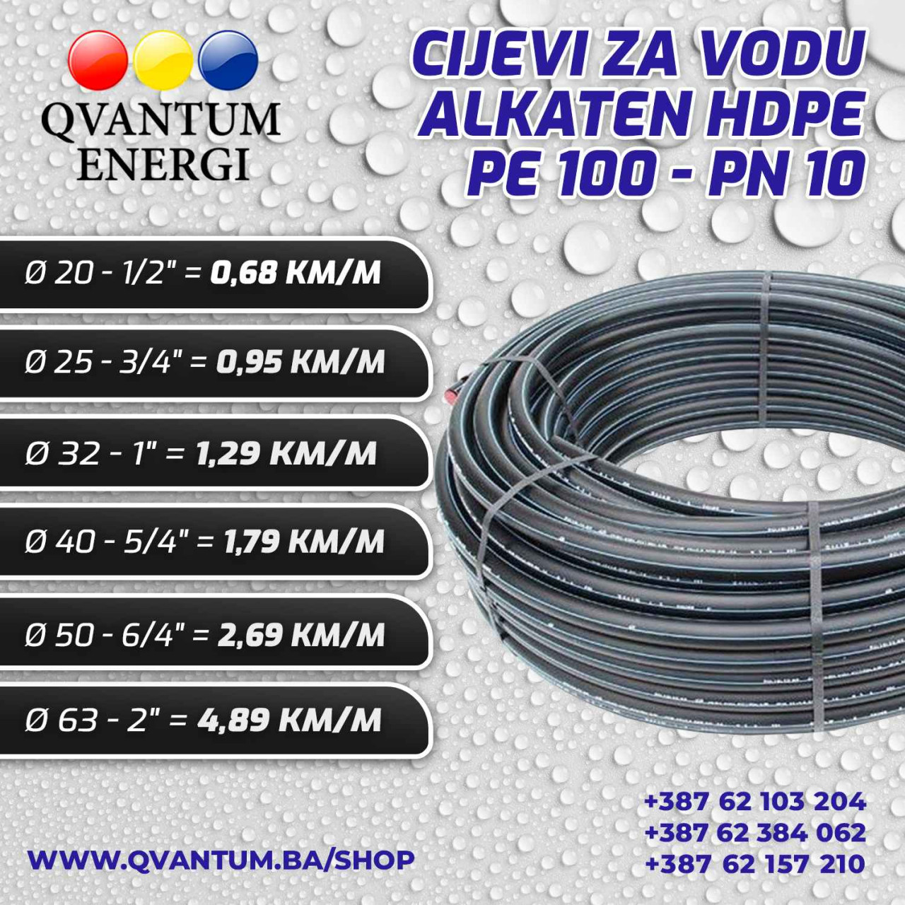 ALKATEN OKITEN PEHD CIJEVI CRIJEVO ZA VODU - Vodoinstalacije i oprema - OLX.ba