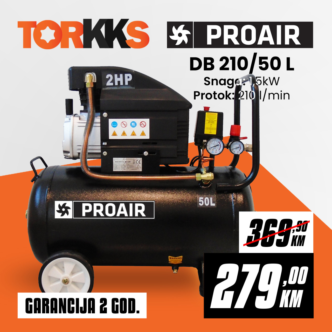 ProAir Kompresor DB-230W-50L - Pumpe i kompresori - OLX.ba