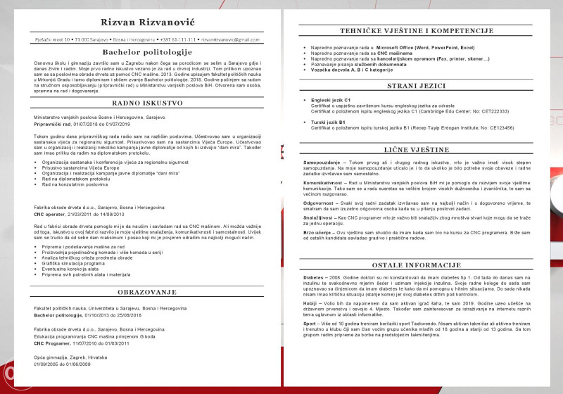 CV NJEMAČKI, ENGLESKI, ITALIJANSKI, ŠPANSKI... - Ostalo - OLX.ba