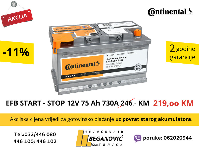 Akumulator Continental EFB LB4 75Ah (730A) start-stop - Akumulatori ...