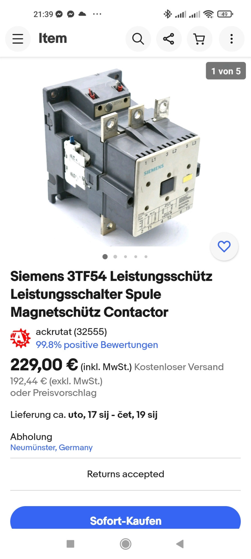 Siemens 3TF54 - Ind. sklopke i prekidači - OLX.ba