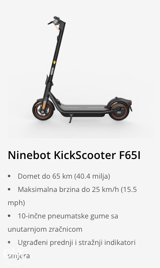 Segway ELEKTRICNI ROMOBIL F65I skuter trotinet URBAN - Električni ...