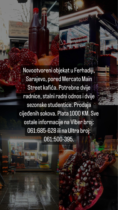 PRODAJA CIJEĐENIH SOKOVA - Prodaja/Komercijala - OLX.ba