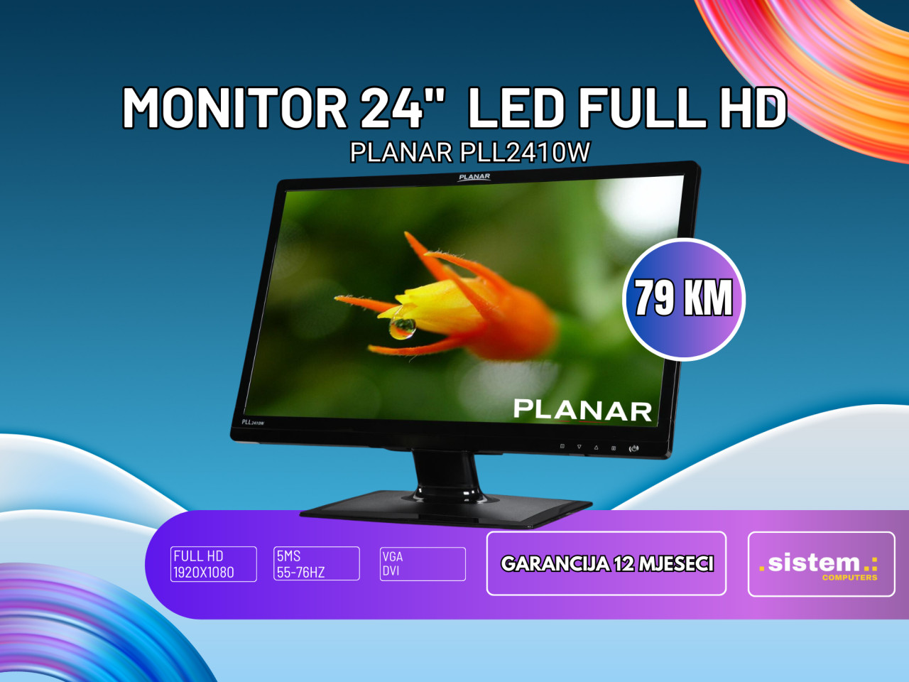 MONITOR LED LCD PLANAR 24" FULL HD FHD 1080p WIDESCREEN - Monitori - OLX.ba