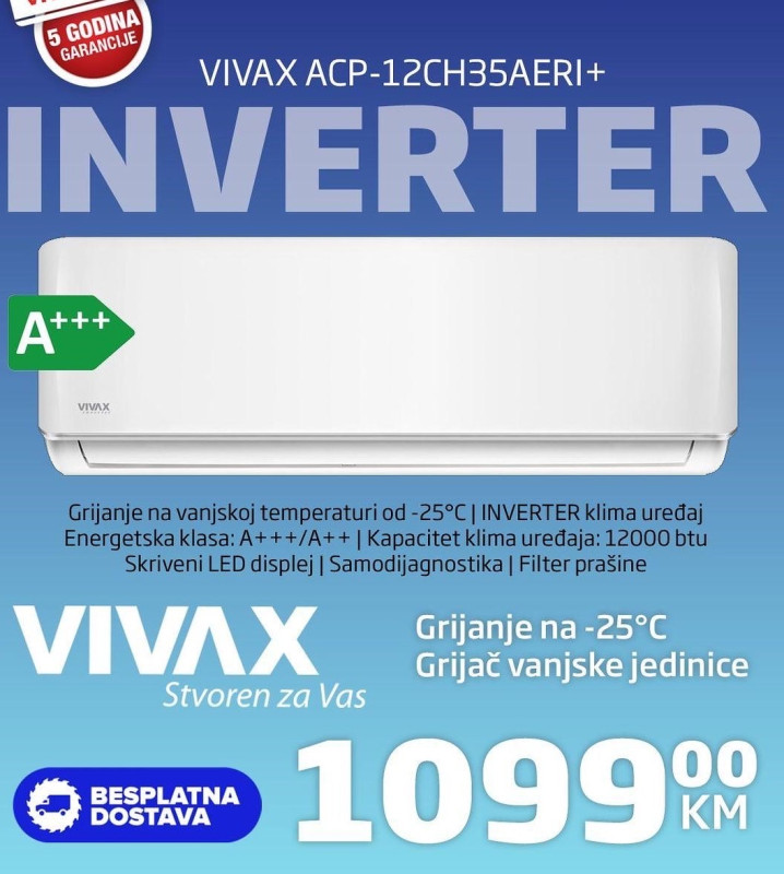 Vivax klima 12ka inverter Aegi - Klima uređaji - OLX.ba