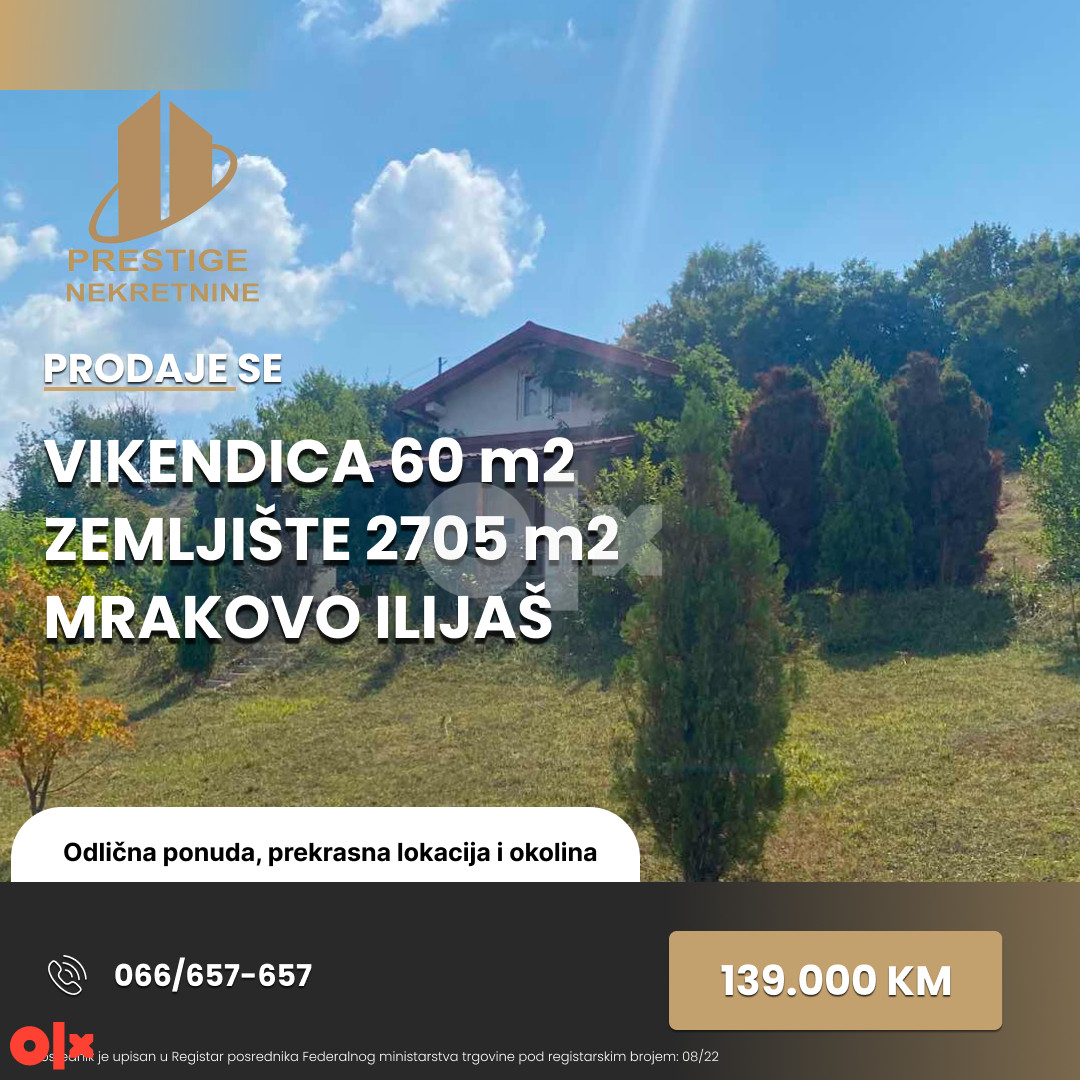 Vikendica 60m2 sa zemljištem 2705 m2 - Mrakovo/Ilijaš - Vikendice - OLX.ba